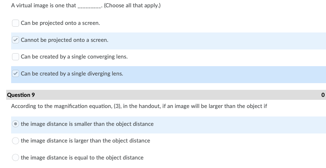 Solved A virtual image is one that ________ (Choose all that | Chegg.com