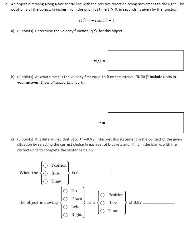 Solved An object is moving along a horizontal line with the | Chegg.com