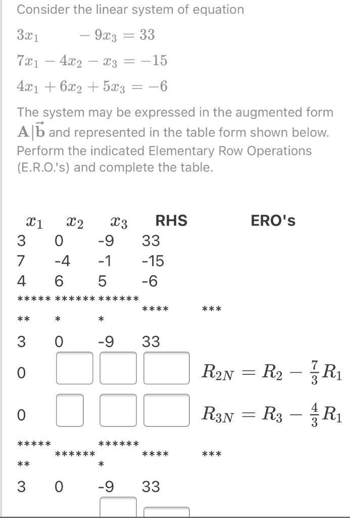 Solved Consider the linear system of equation 3x1 9x3 = 33 | Chegg.com