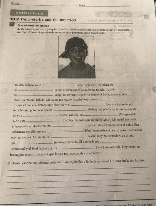 echa estructura 10.2 The preterite and the imperfect | Chegg.com