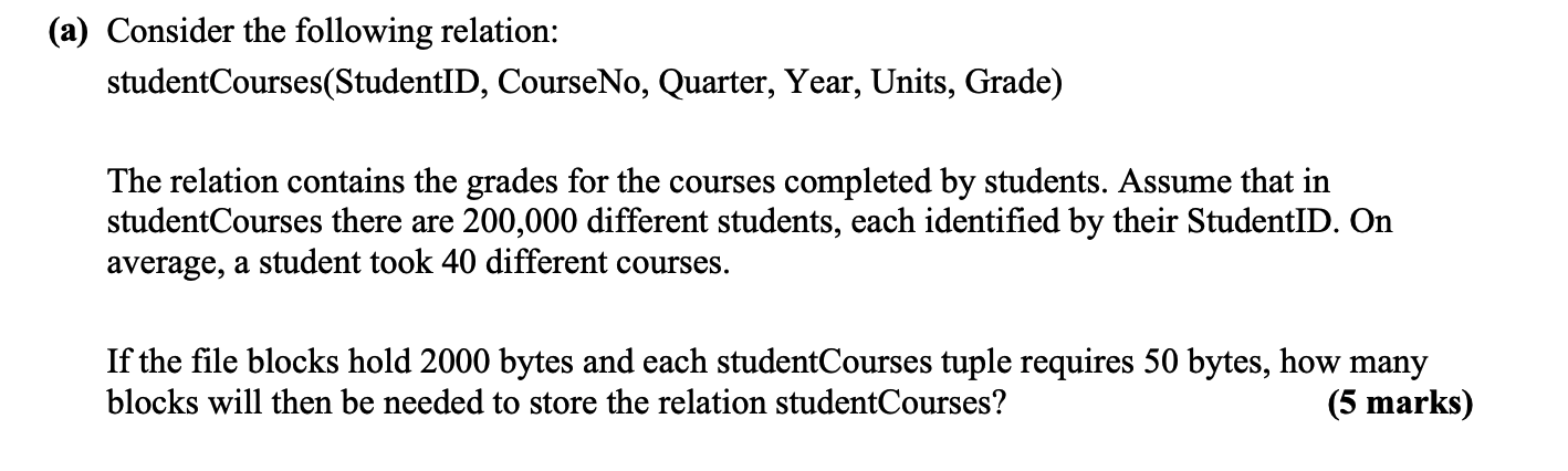 Solved (a) Consider the following relation: | Chegg.com