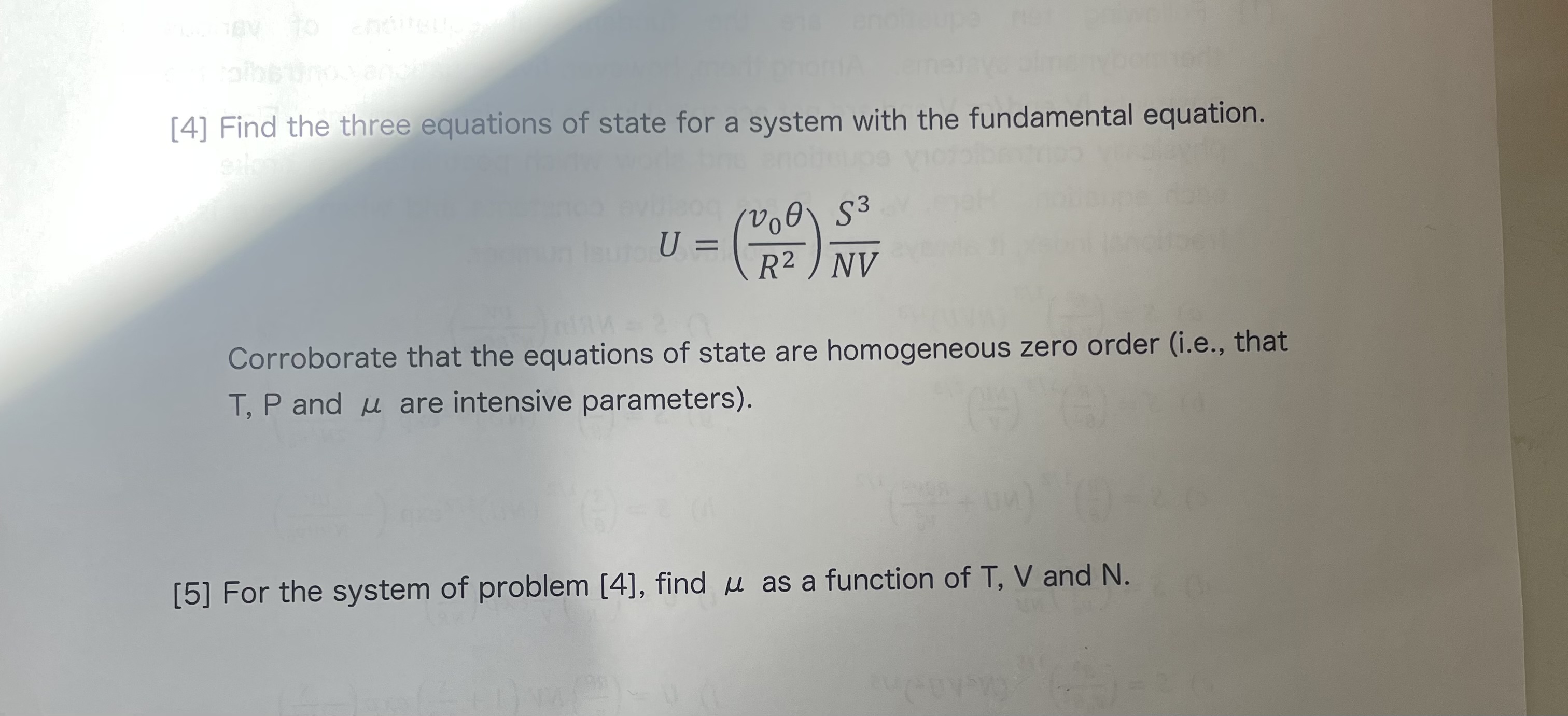 Solved [4] Find the three equations of state for a system | Chegg.com