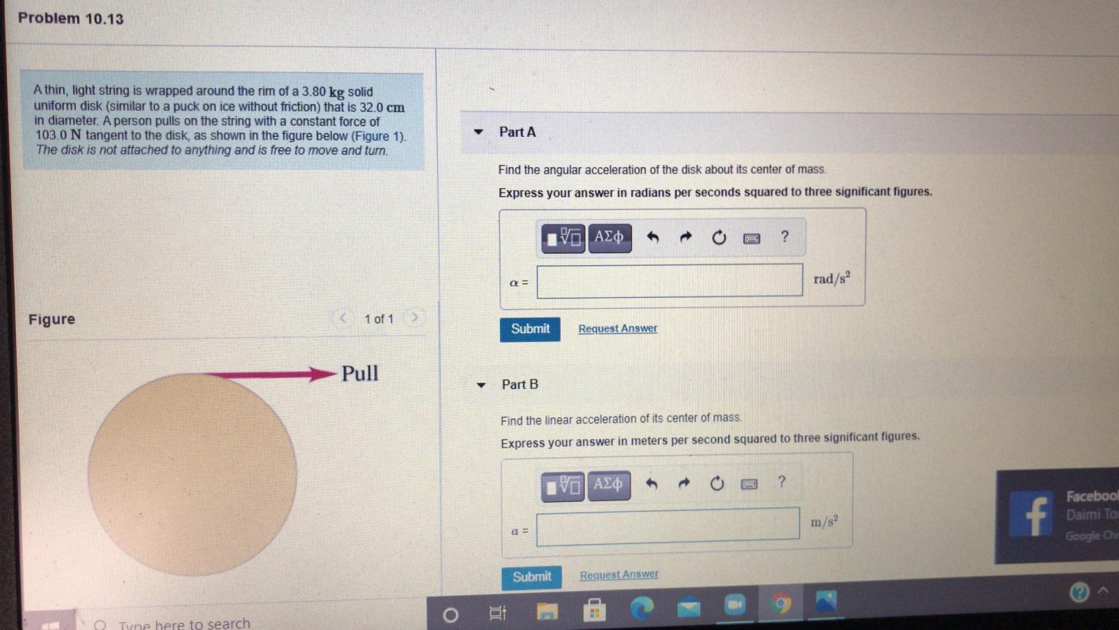 Solved Problem 10.13 A thin, light string is wrapped around | Chegg.com