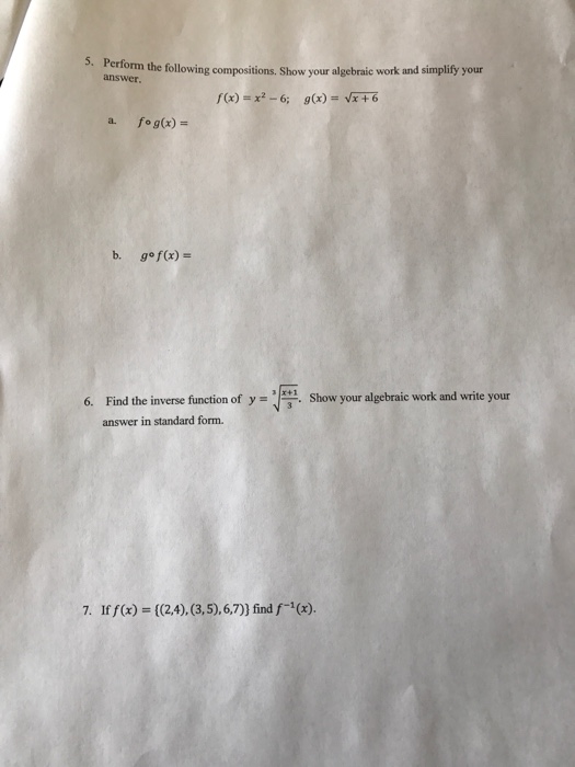 Solved Perform the following compositions. Show your | Chegg.com