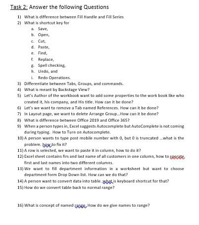 Solved Task 2: Answer the following Questions 1) What is | Chegg.com