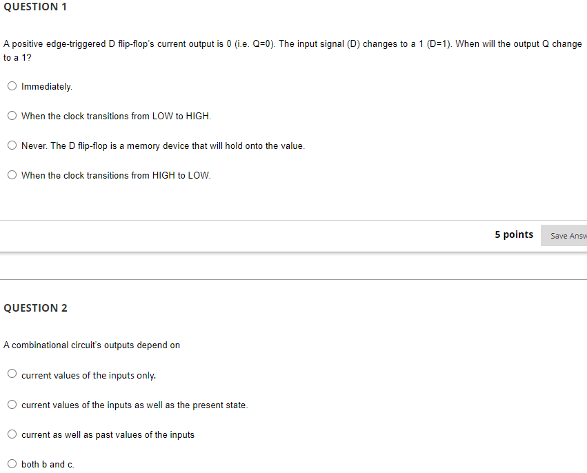 Solved A positive edge-triggered D flip-flop's current | Chegg.com