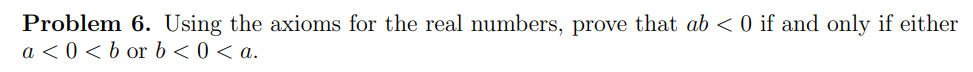 Solved Problem 6. Using the axioms for the real numbers, | Chegg.com
