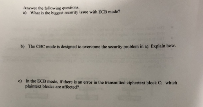 Solved (B points) Given the Electronic Codebook (ECB) Mode | Chegg.com