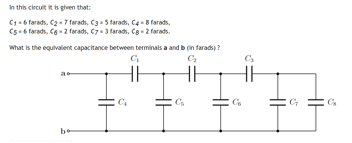 Solved In this circuit it is given that: C1=6 farads, C2=7 | Chegg.com