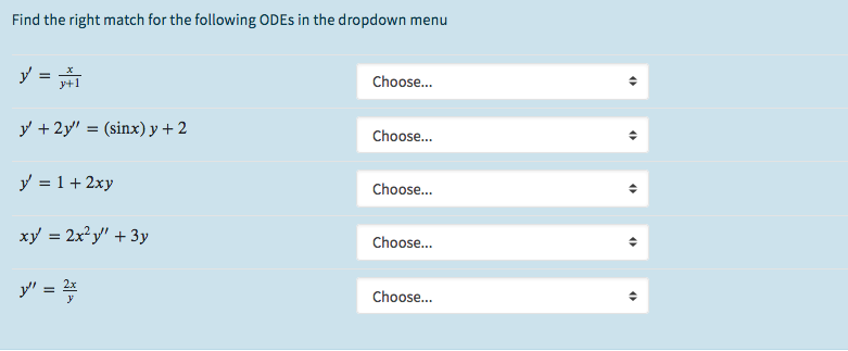 Solved Find the right match for the following ODEs in the | Chegg.com