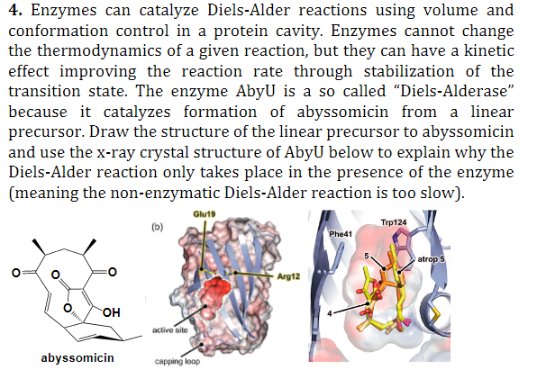 Solved 4. Enzymes can catalyze Diels-Alder reactions using | Chegg.com