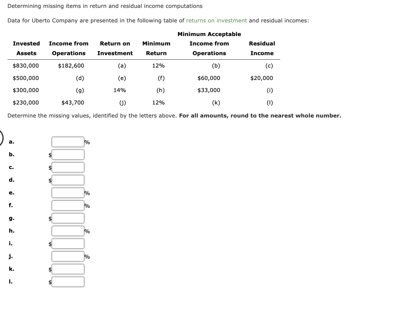 Solved Determining missing items in return and residual | Chegg.com