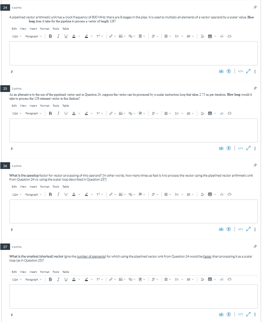 Solved A pipelined vector arithmetic unit has a clock | Chegg.com