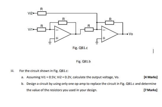 Solved For the circuit shown in Fig. QB1.c: a. Assuming Vi1 | Chegg.com