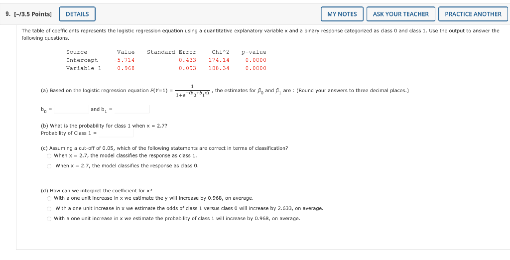 Solved (a) Based on the logistic regression equation | Chegg.com