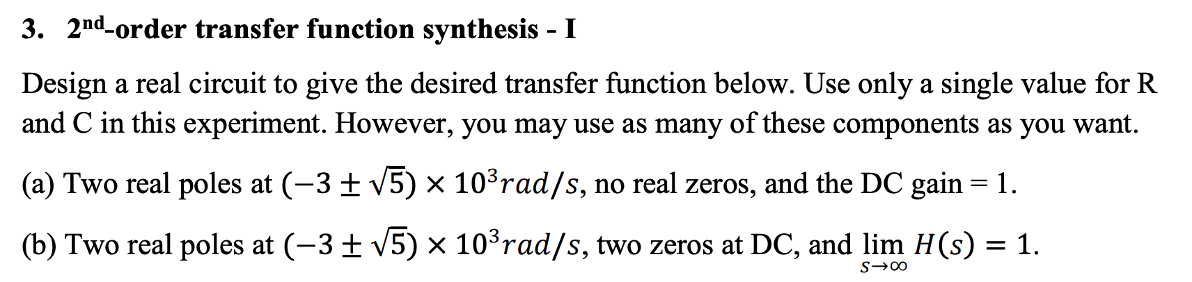 First find component values for R and C so that it | Chegg.com