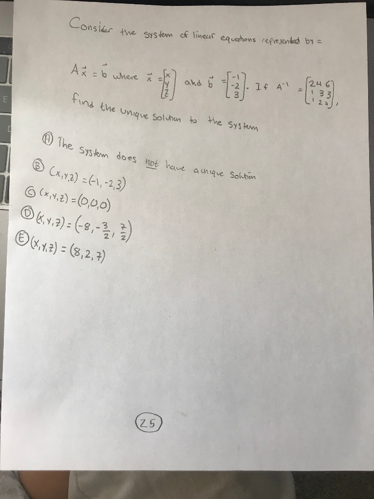 Solved find the unique solution to A The system does not | Chegg.com