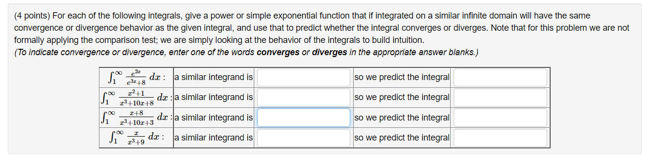 Solved (4 points) For each of the following integrals, give | Chegg.com