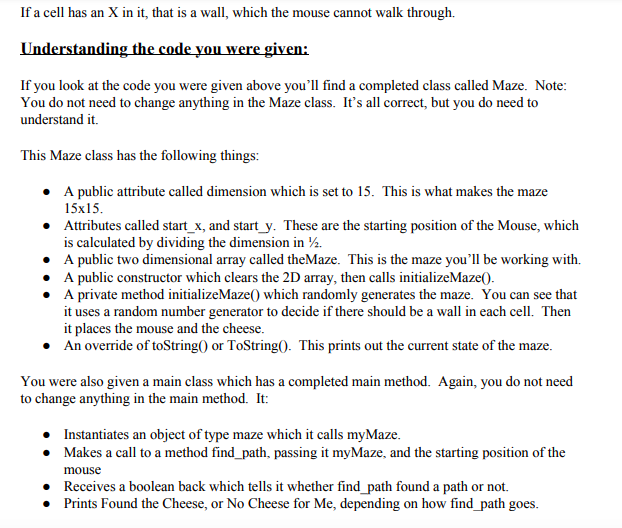 Need in java please Maze.java import | Chegg.com