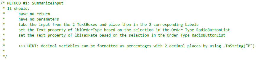 Solved Use C# and simple methods to create the following | Chegg.com