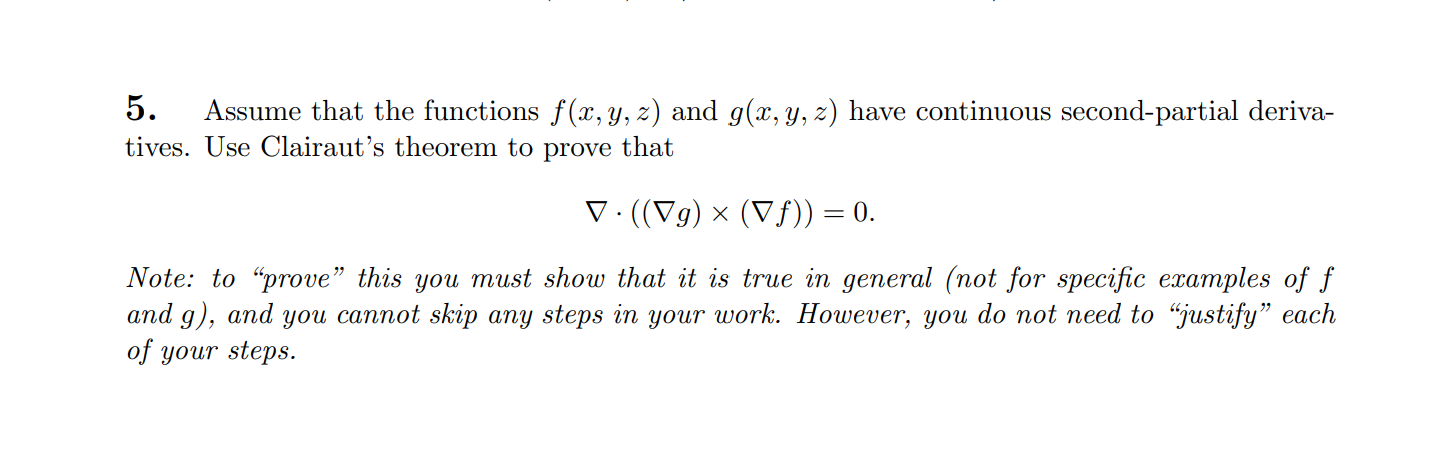 Solved 5. Assume that the functions f(x, y, z) and g(x, y, | Chegg.com