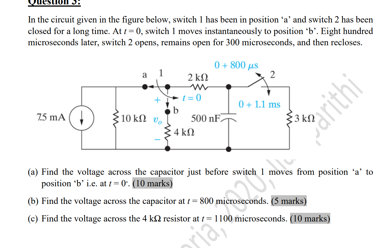 Solved In the circuit given in the figure below, switch 1 | Chegg.com
