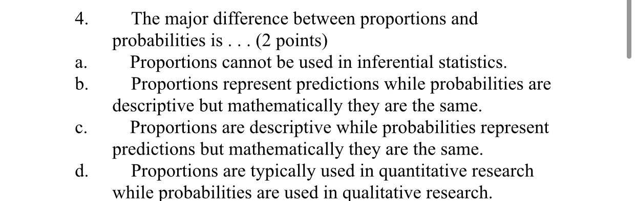 Solved ť o é The major difference between proportions and | Chegg.com