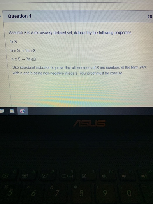 Solved Question 1 10 Assume S is a recursively defined set, | Chegg.com
