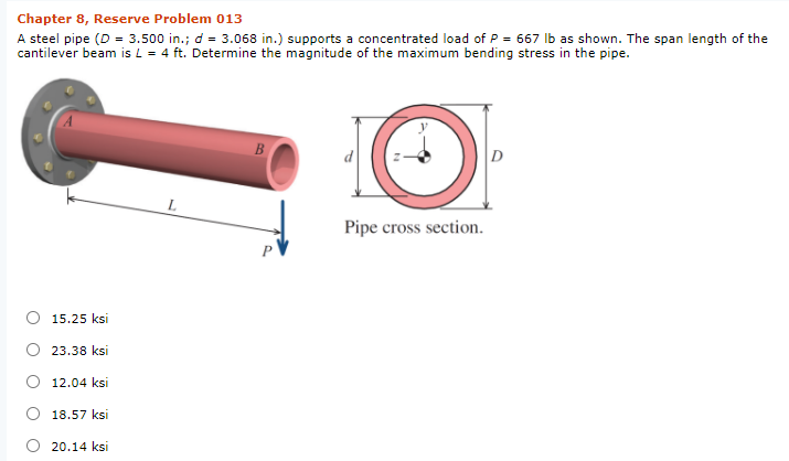 Solved Chapter 8, Reserve Problem 013 A steel pipe (D = | Chegg.com