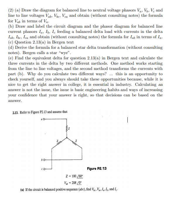 Solved (2) (a) Draw the diagram for balanced line to neutral | Chegg.com