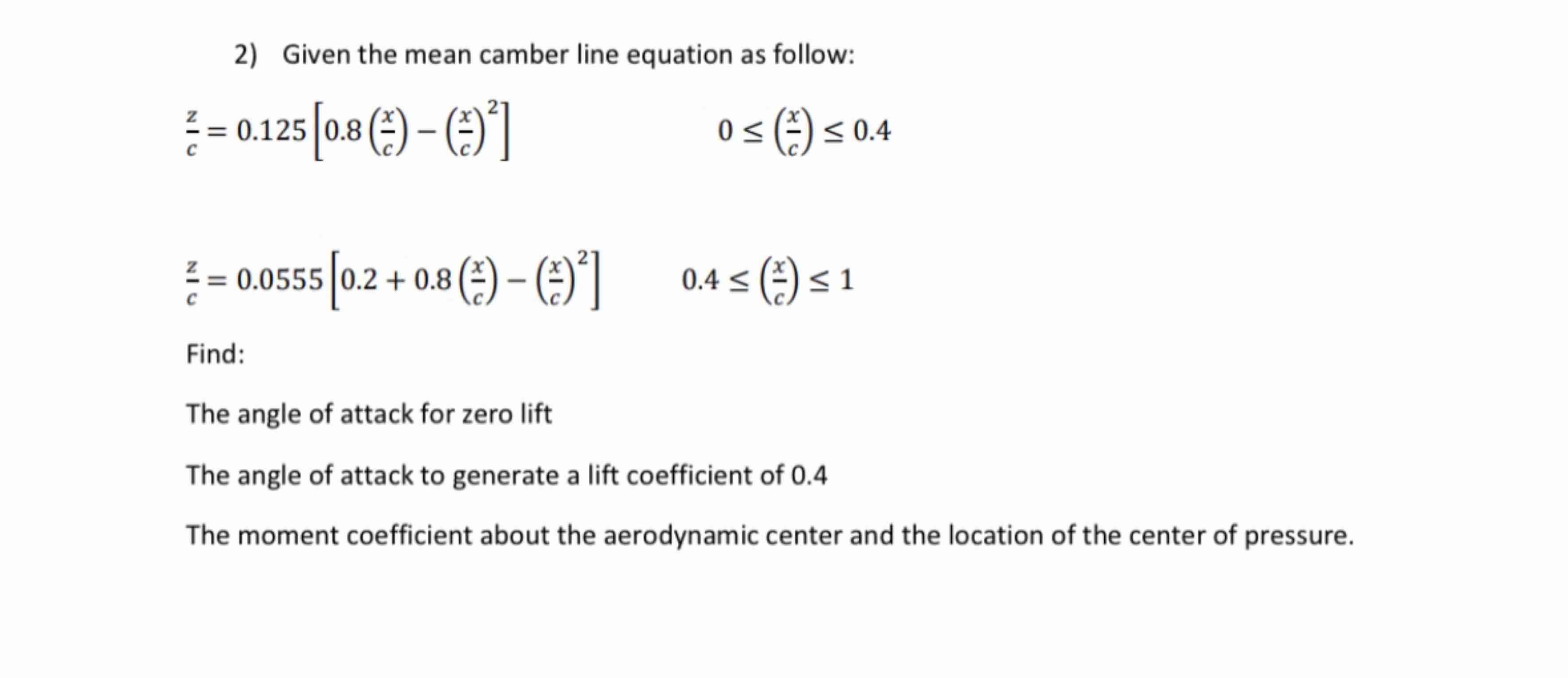 Solved by an EXPERT Given the mean camber line equation as | Chegg.com