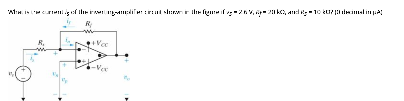 Solved What is the current is of the inverting-amplifier | Chegg.com