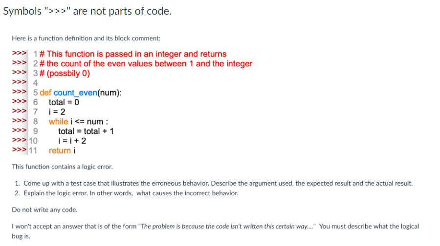 Solved Symbols ">>>" are not parts of code. Here is a | Chegg.com