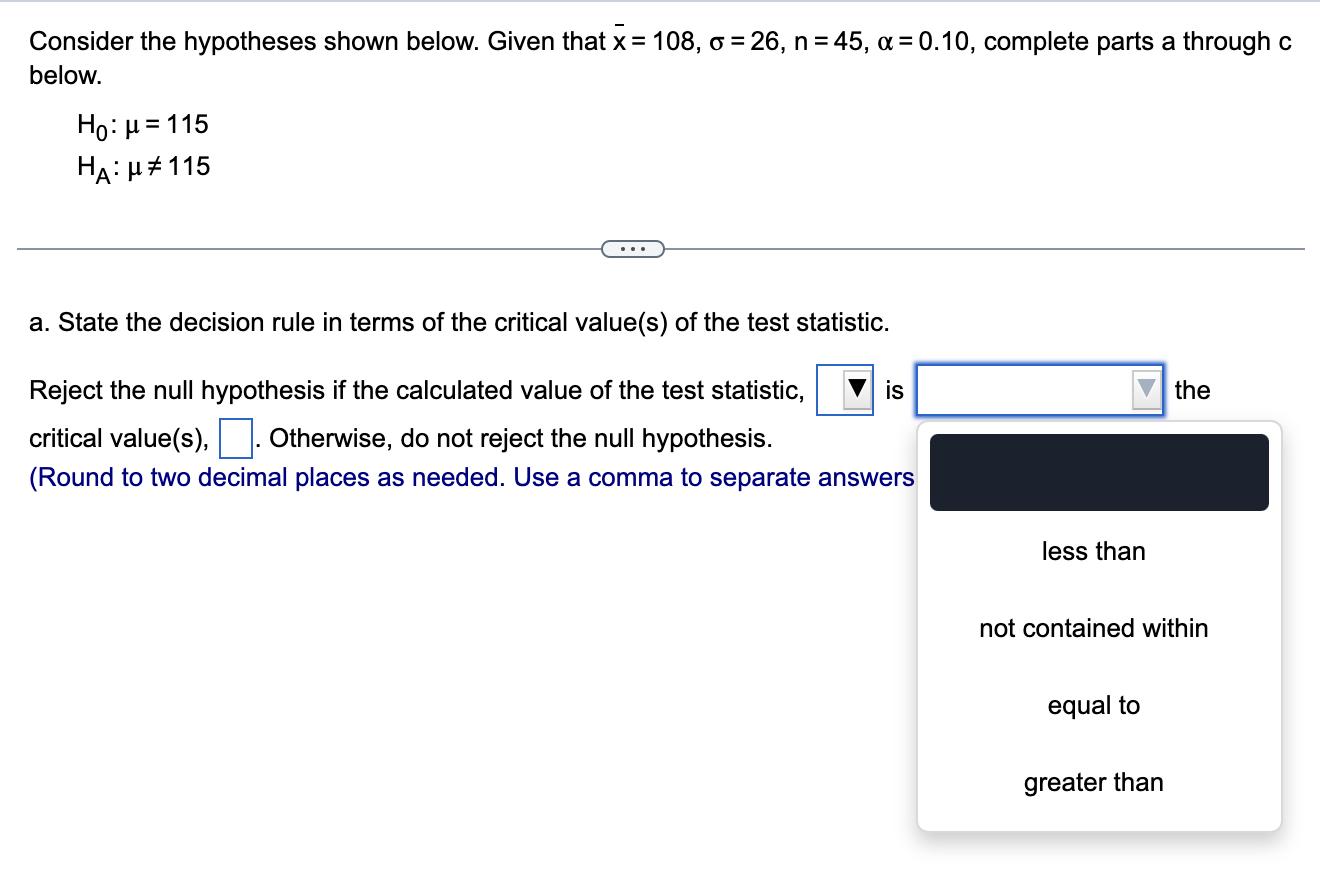 Solved Consider the hypotheses shown below. Given that | Chegg.com