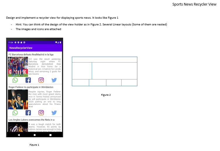 Solved Recycler View/Java Android Please solve the question | Chegg.com