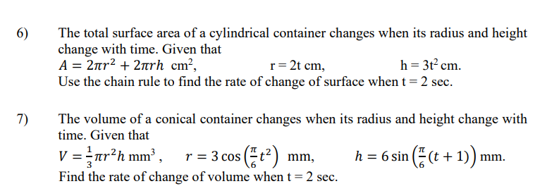 Solved 6) The total surface area of a cylindrical container | Chegg.com