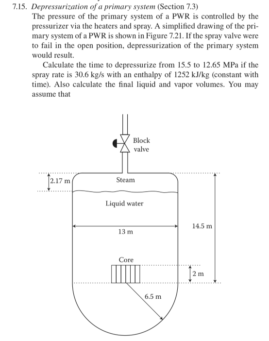 7.15. Depressurization of a primary system (Section | Chegg.com