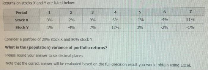 Solved Returns on stocks X and Y are listed below: 6 -496 2% | Chegg.com