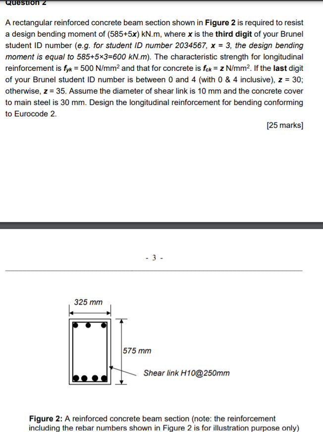 Solved Question z A rectangular reinforced concrete beam | Chegg.com
