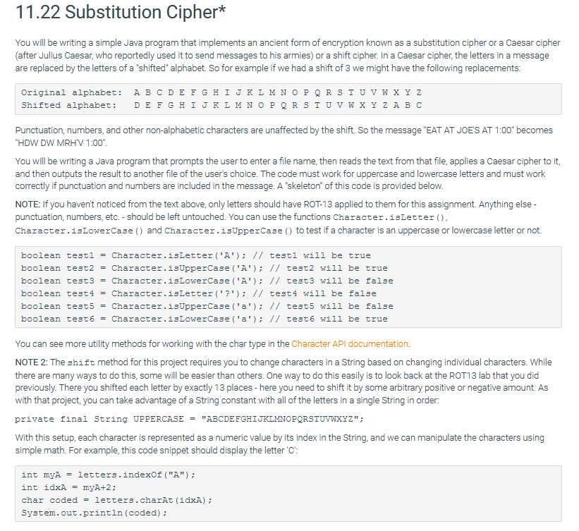 11.22 Substitution Cipher* You will be writing a | Chegg.com