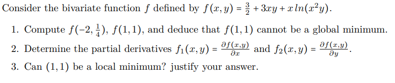 Solved = + Consider the bivariate function f defined by f(x, | Chegg.com