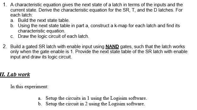 Solved 1. A characteristic equation gives the next state of | Chegg.com
