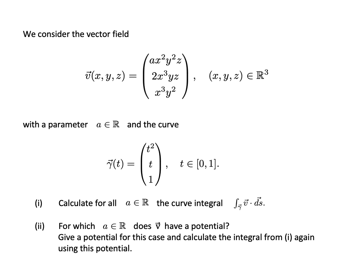 Solved We consider the vector field | Chegg.com