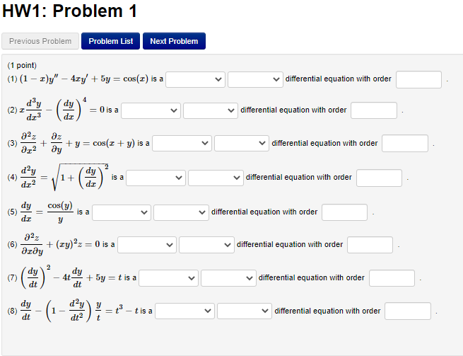 Solved HW1: Problem 1 Previous Problem Problem List Next | Chegg.com