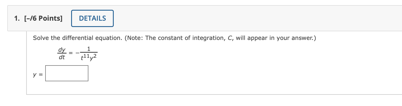Solved Solve the differential equation. (Note: The constant | Chegg.com