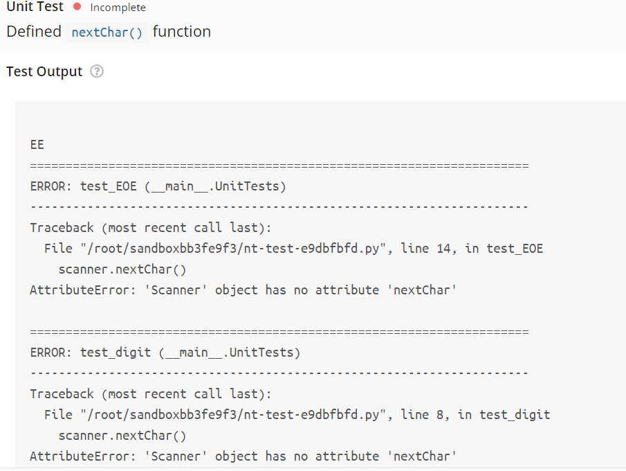 Solved Complete the class located in scanner.py needed to | Chegg.com