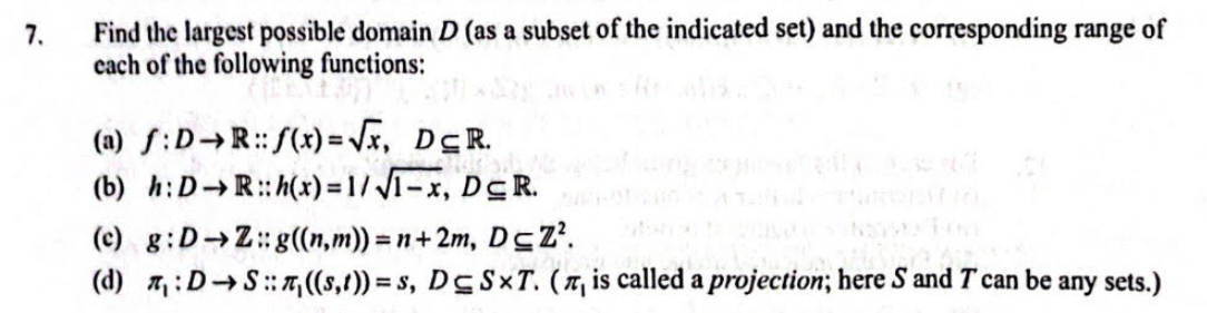 Solved Find the largest possible domain D (as a subset of | Chegg.com