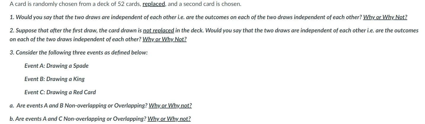Solved 1. Two events are independent events if the | Chegg.com
