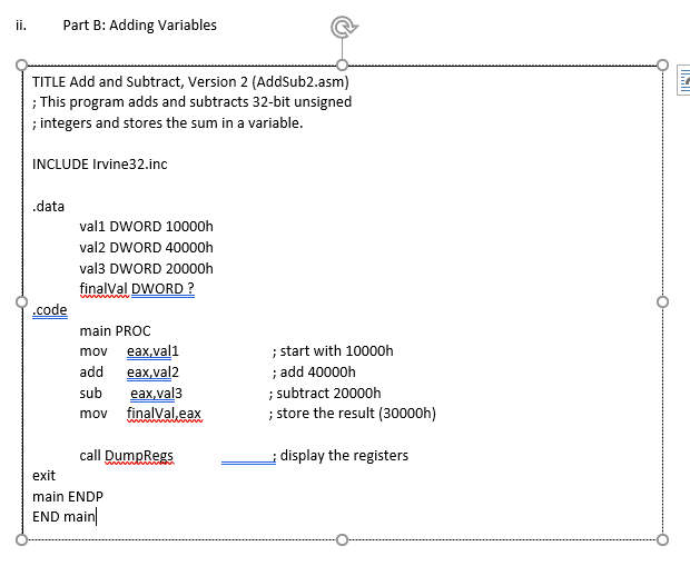 ji. Part B: Adding Variables 15 TITLE Add and | Chegg.com