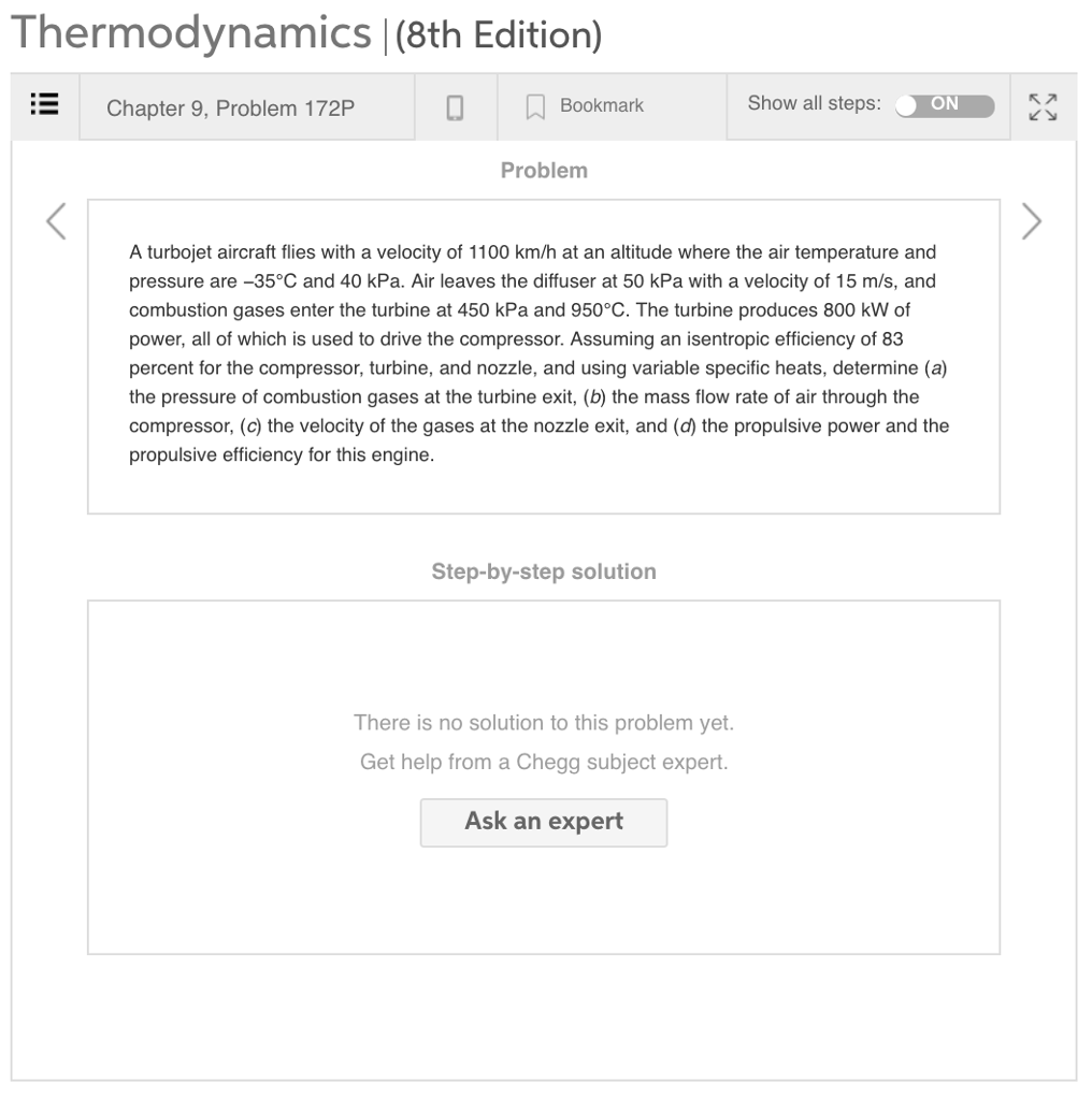 Solved Thermodynamics 8th Edition Chapter 9 Problem 9959